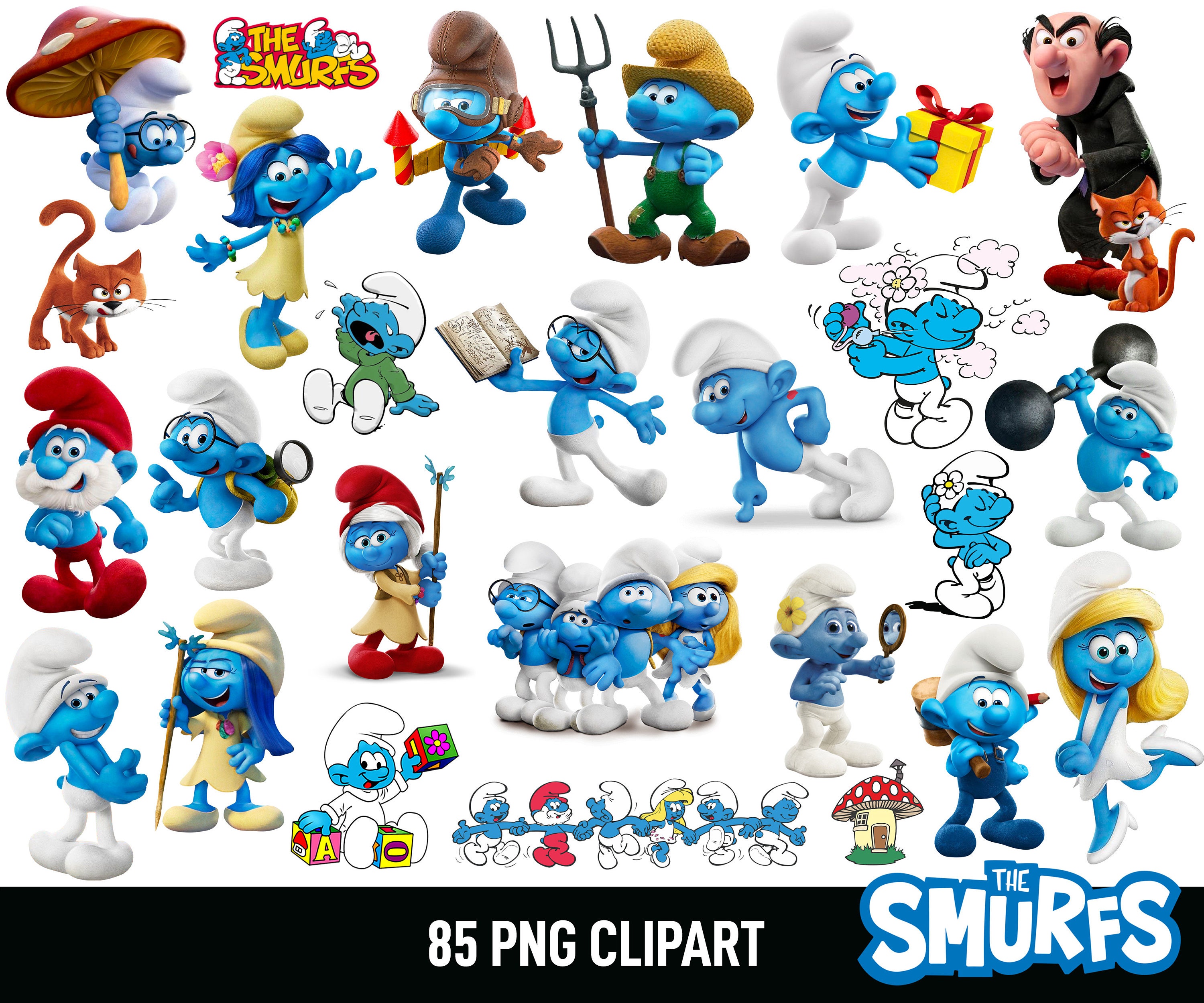Cartoon Smurfs PNG Clipart Smurfs Clipart Instant - Etsy