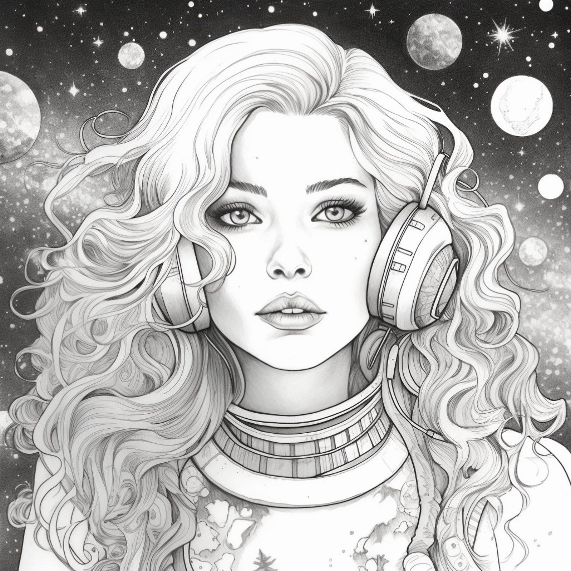 Detailed Anime Coloring Pages, Galaxy Themed Fantasy Designs, Adults or ...