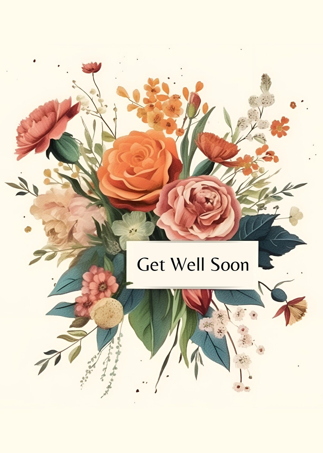 Print Digital Get Well Soon Card Floral, Pink Recovery Digital Card ...