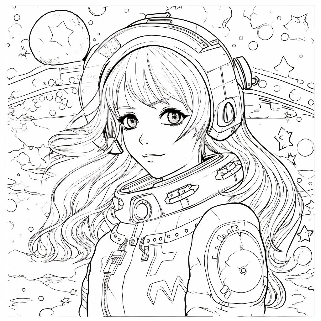 Detailed Anime Coloring Pages, Galaxy Themed Fantasy Designs, Adults or ...