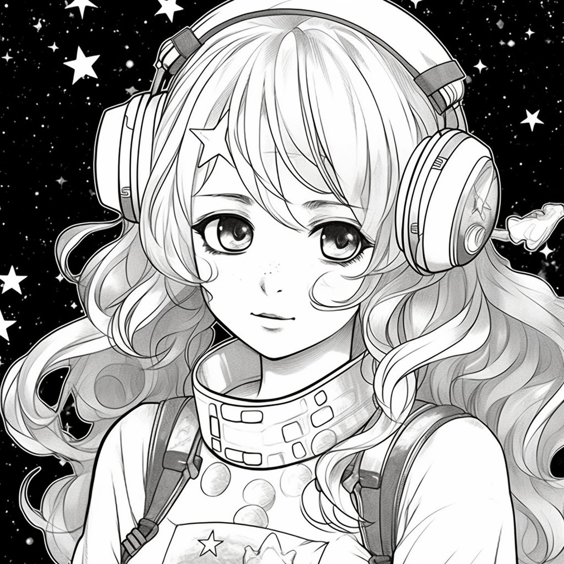 Detailed Anime Coloring Pages, Galaxy Themed Fantasy Designs, Adults or ...