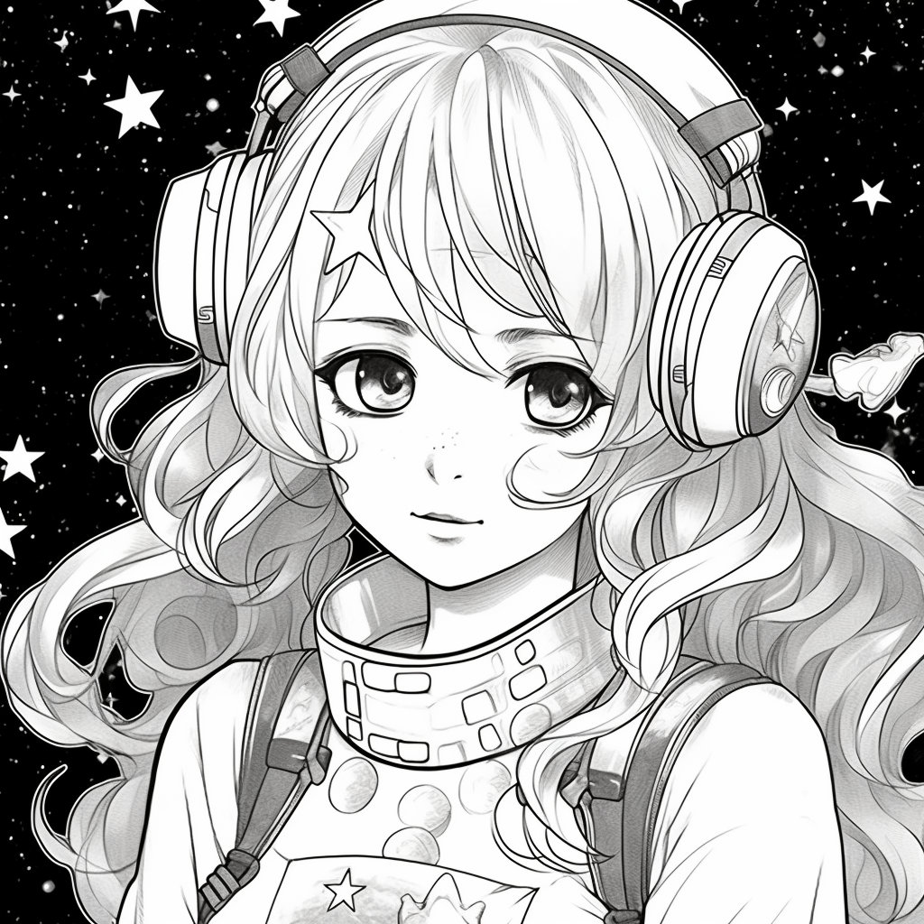 Detailed Anime Coloring Pages, Galaxy Themed Fantasy Designs, Adults or ...