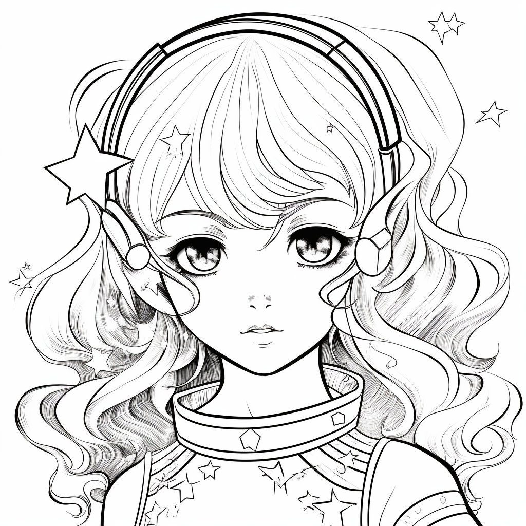 Detailed Anime Coloring Pages, Galaxy Themed Fantasy Designs, Adults or ...