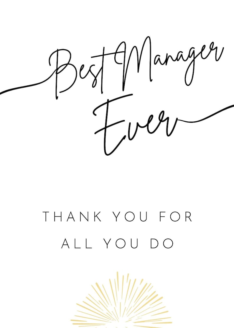 Manager Thank You Card, Boss Appreciation Card, Workplace Thank You ...