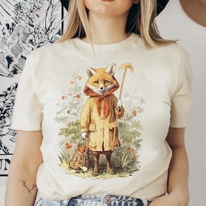 Vintage Fox Tshirt, Cottagecore Shirt, Cute Fox T Shirt, Whimsical Fox ...
