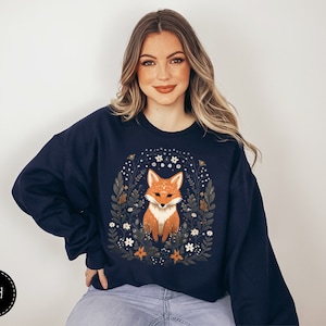 Cozy Cute Fox Cottagecore Sweatshirt, Vintage Forest Witch Aesthetic ...