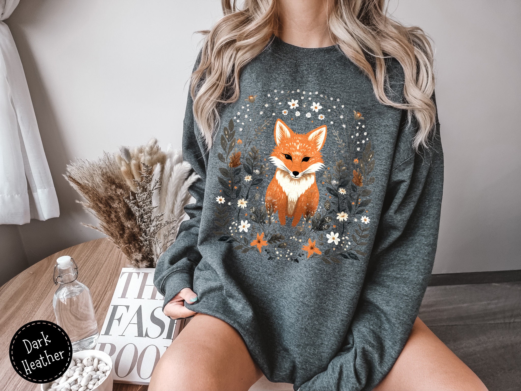 Cozy Cute Fox Cottagecore Sweatshirt, Vintage Forest Witch Aesthetic ...