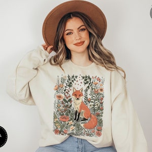Vintage Fox Sweatshirt, Wildflower Meadow, Cottagecore Sweater - Etsy