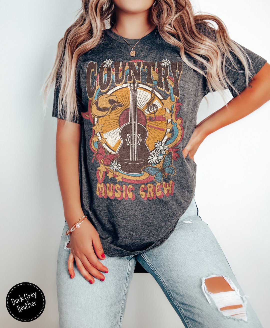 Vintage Country Music Crew Tshirt, Boho Shirt, Nashville Concert T ...