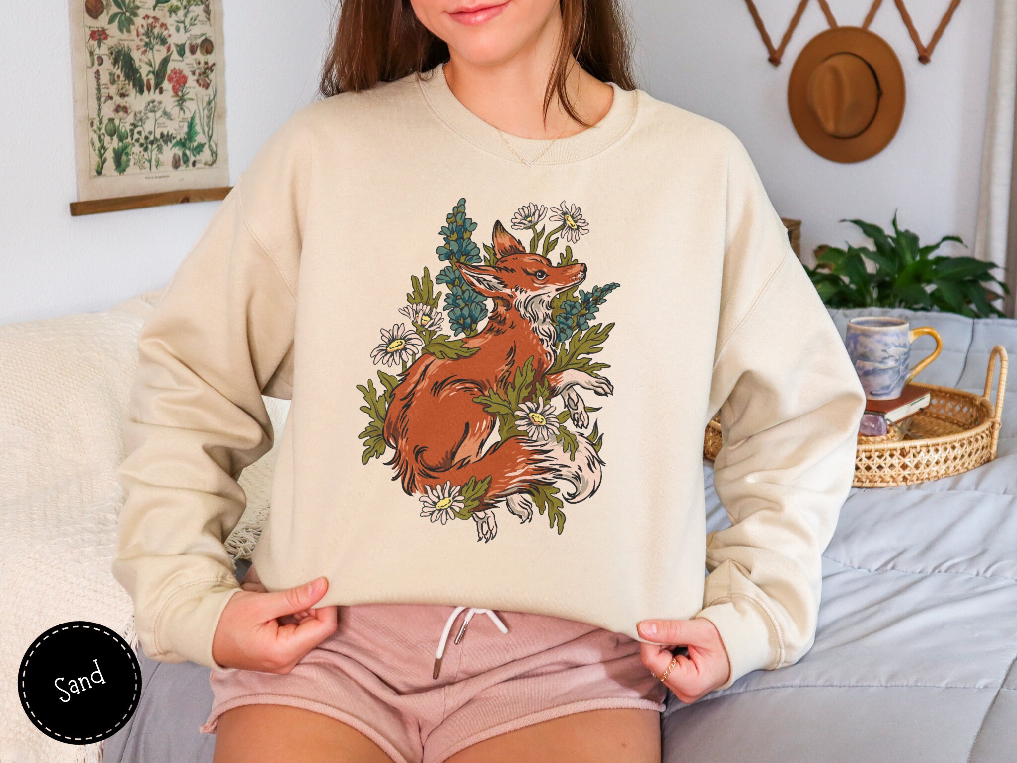 Forest Fox Sweatshirt, Cottagecore Sweatshirt, Forestcore Aesthetic ...