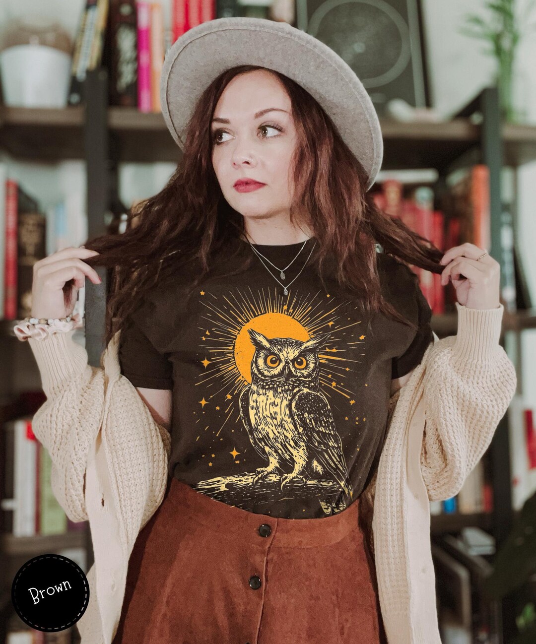 Vintage Celestial Owl T-shirt, Linocut Style, Forestcore Clothing - Etsy