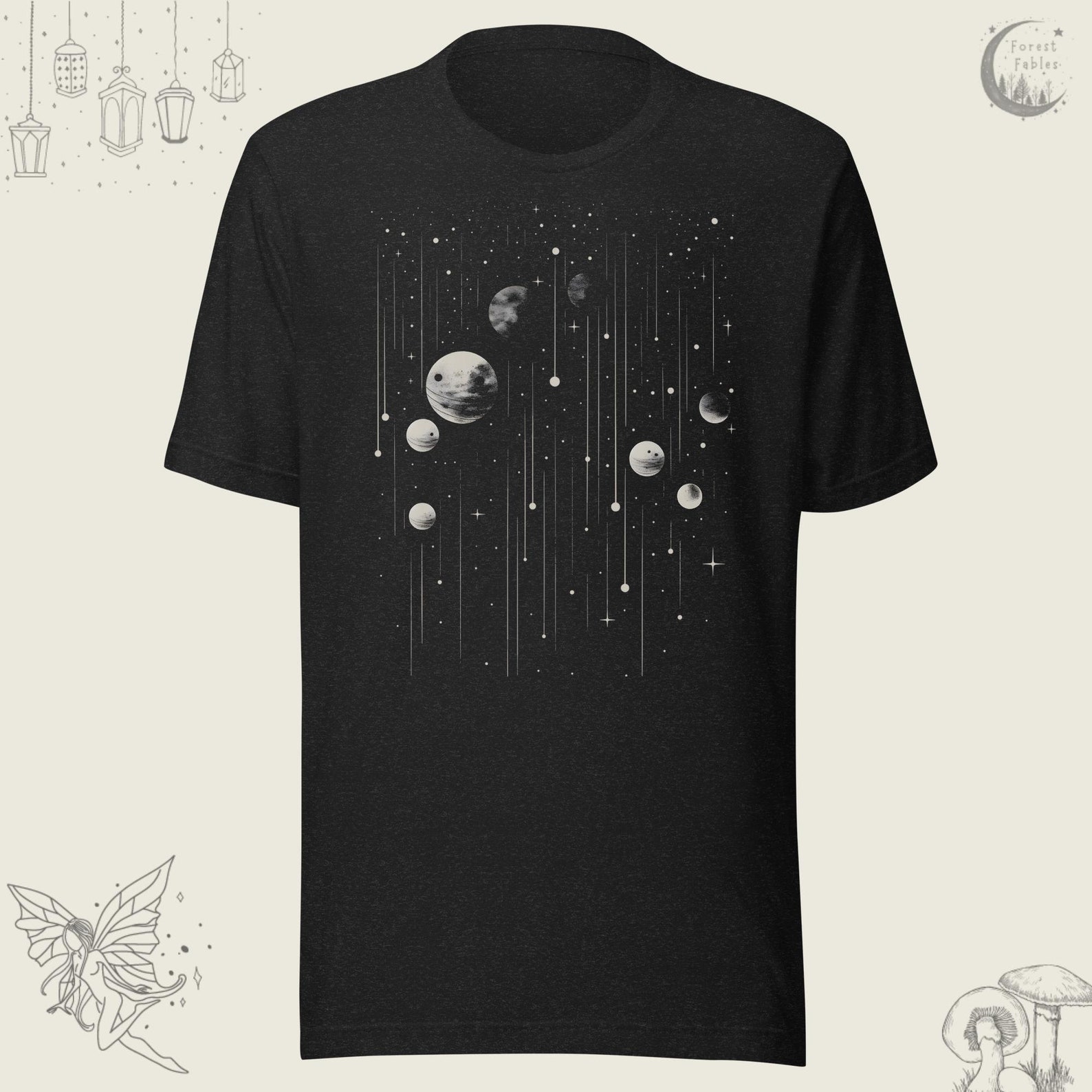 Cosmic Moon and Stars T-shirt: Boho Celestial Galaxy Tee - Etsy