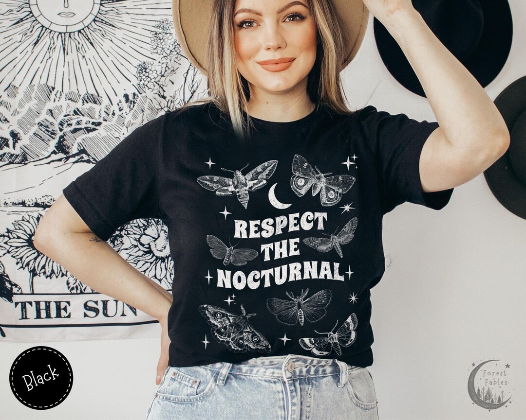 Respect the Nocturnal Shirt, Whimsigoth Night Creature Tshirt, Moth Tee ...