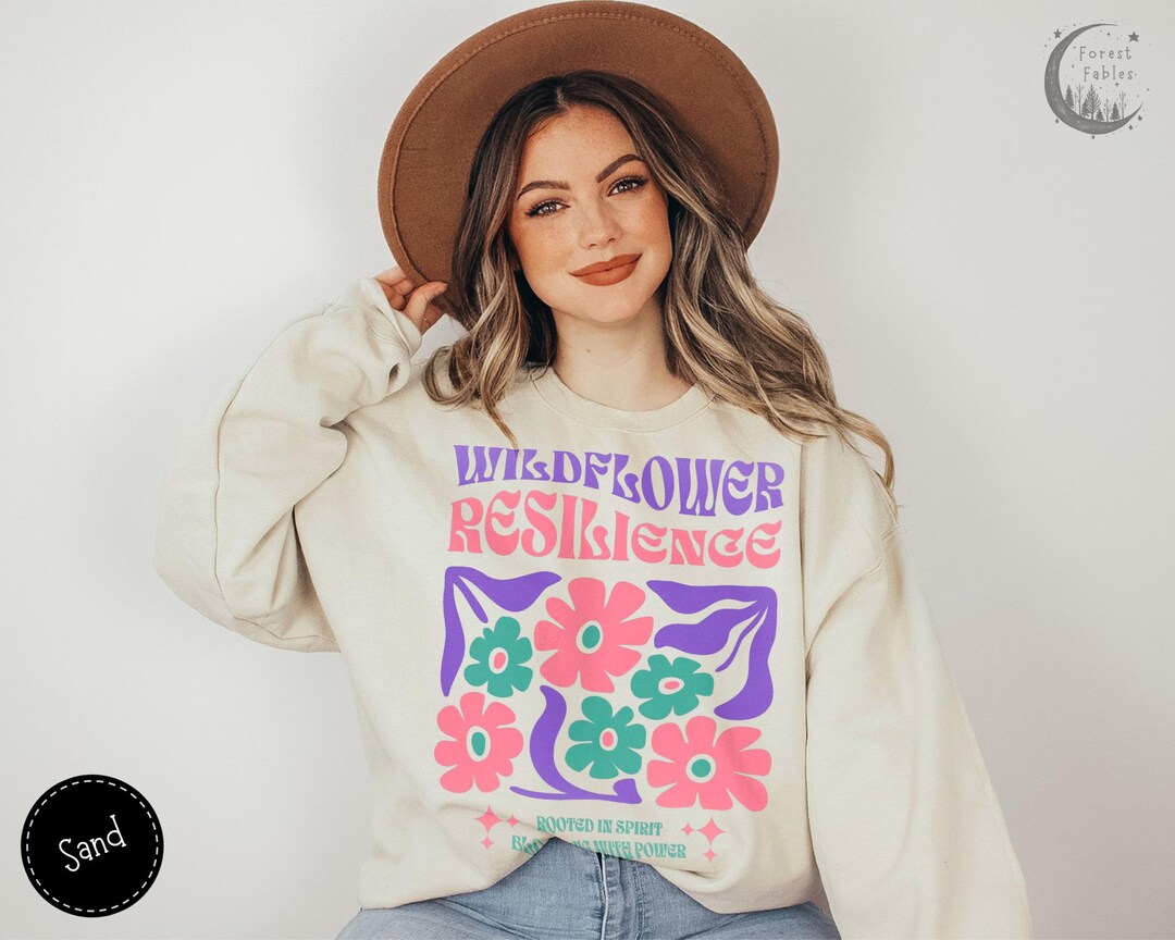 Retro Wildflower Inspirational Sweatshirt, Affirmation Sweater, Boho ...