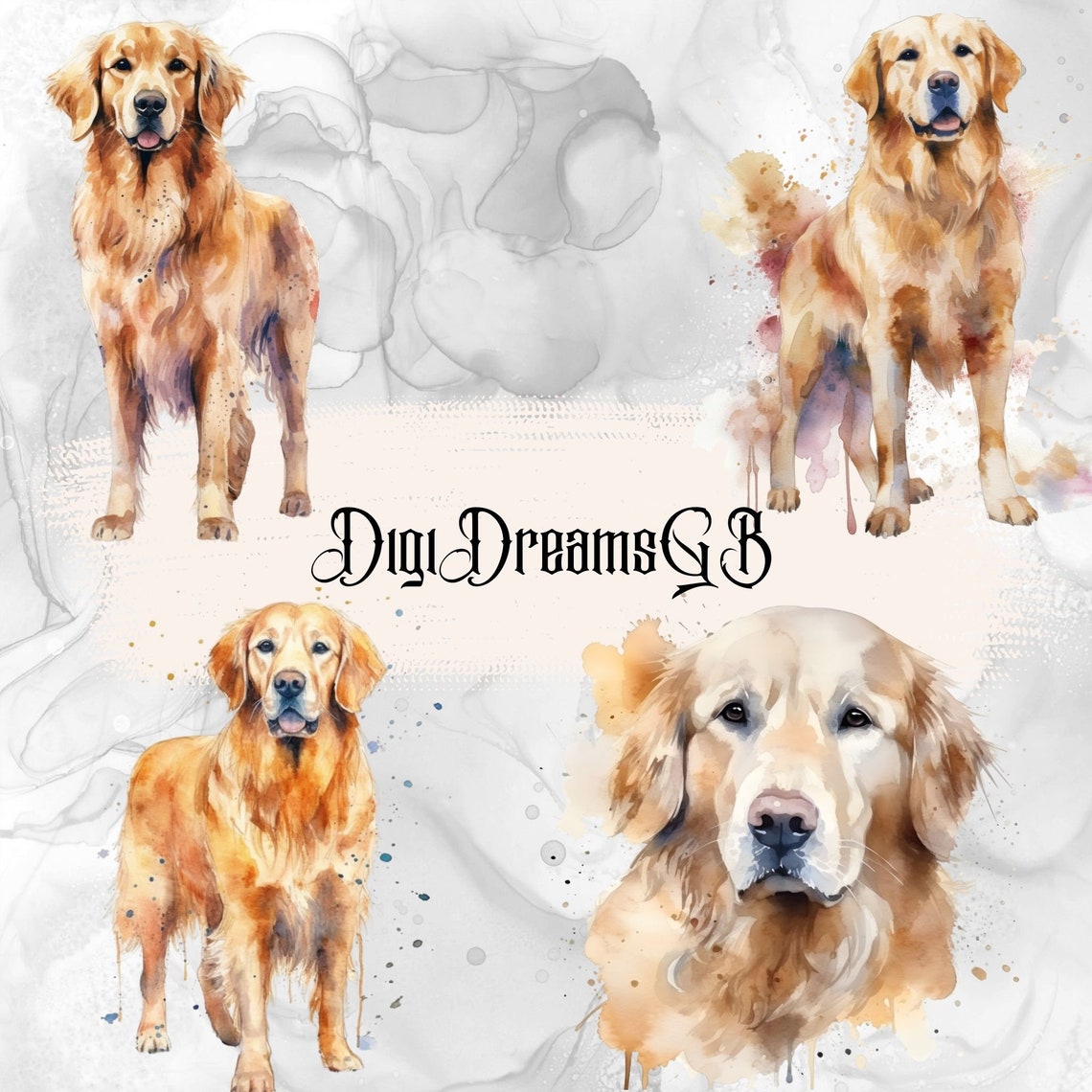 Golden Retriever Clipart PNG Puppy Dog Instant Digital Download Clip ...