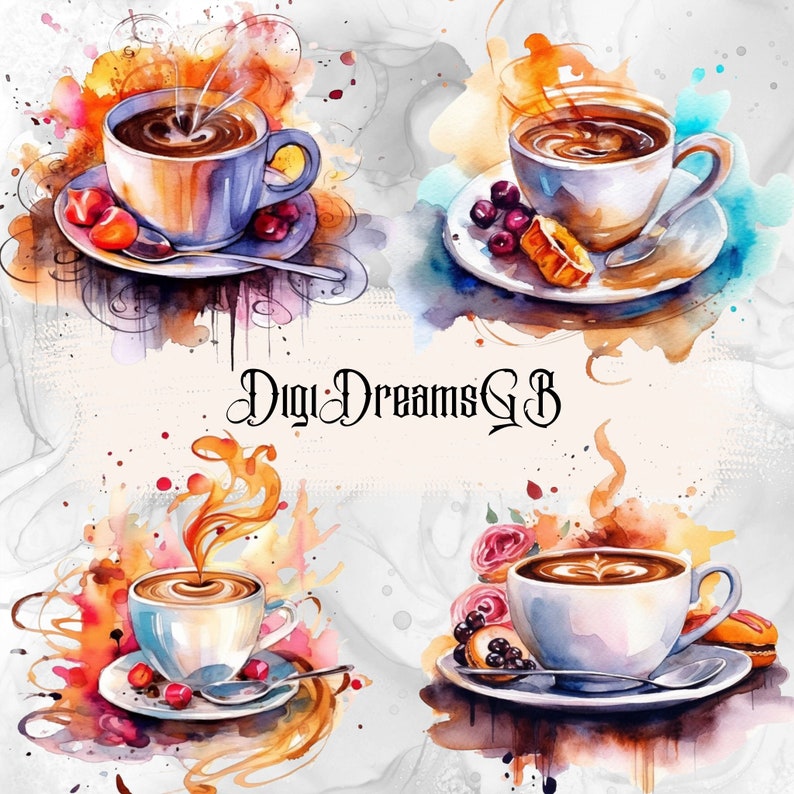 Watercolor Coffee Clip Art Coffee Cup Clipart Bundle Coffee - Etsy