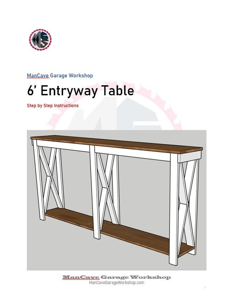6' Entryway Table DIY Guide - Etsy