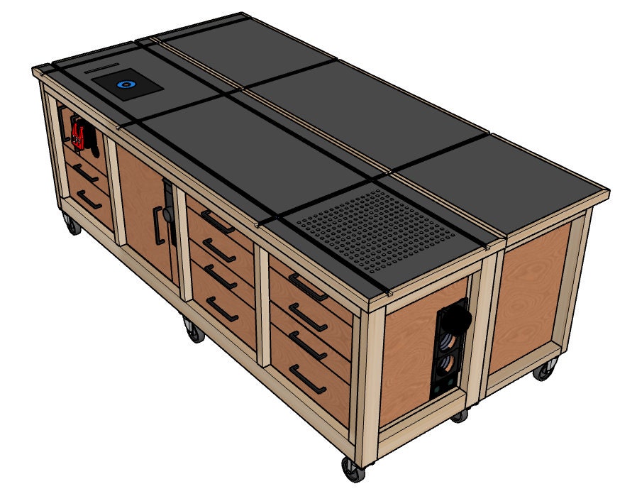 Rolling Workbench/assembly Table Plans: Folding Top, Router & Downdraft ...