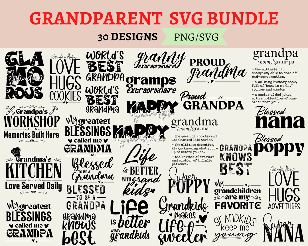 Grandparent SVG Bundle Grandma Svg Png Grandpa Svg Png Granny Svg Shirt ...