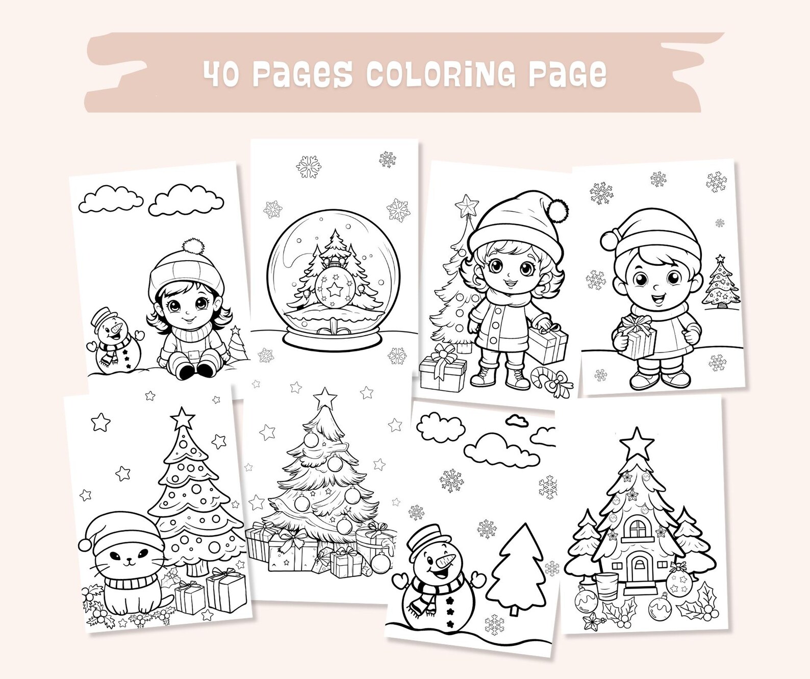 Christmas Coloring Page Holiday Printable Bundle Activity Sheets for ...