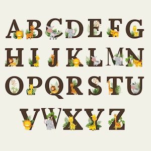 Safari Alphabet PNG Safari Animal Numbers SVG Cute Animal Letters ...