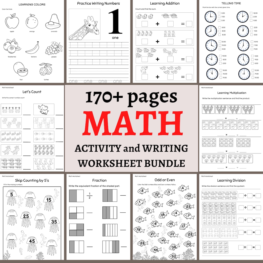 Educational Worksheet Bundle Math Preschool Learning Bundle - Etsy