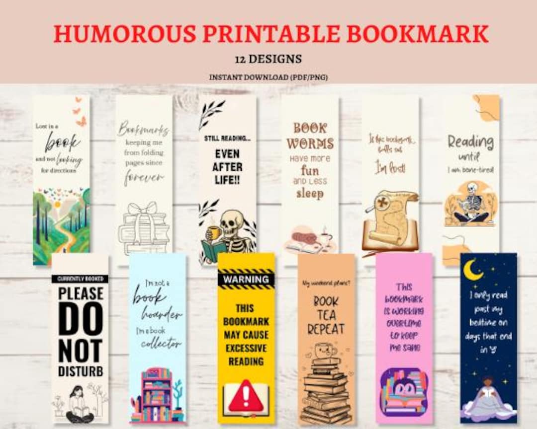Printable Bookmark Humorous Funny Bookmark Instant Download Bookmark ...