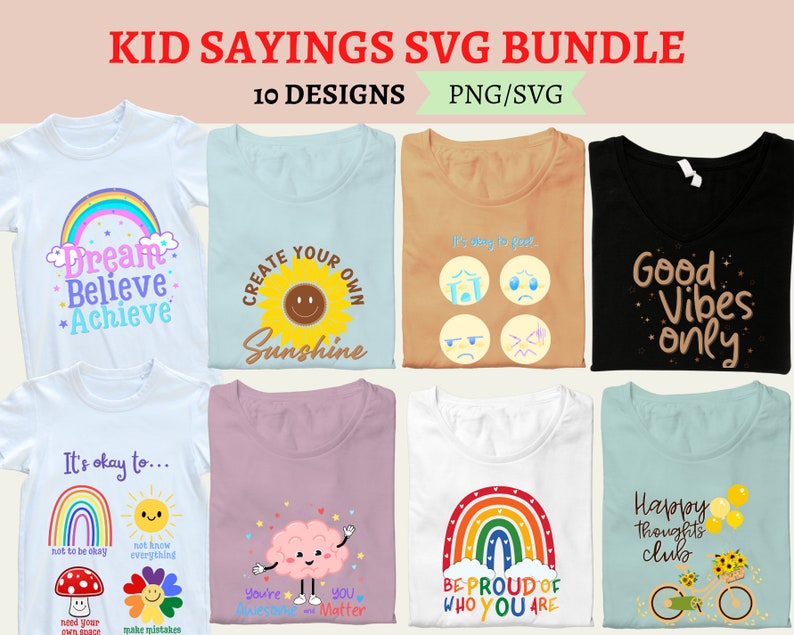 Kid Saying SVG Bundle Girl Saying Png Teens Positive Saying Shirt Design for Toddler Mental ...