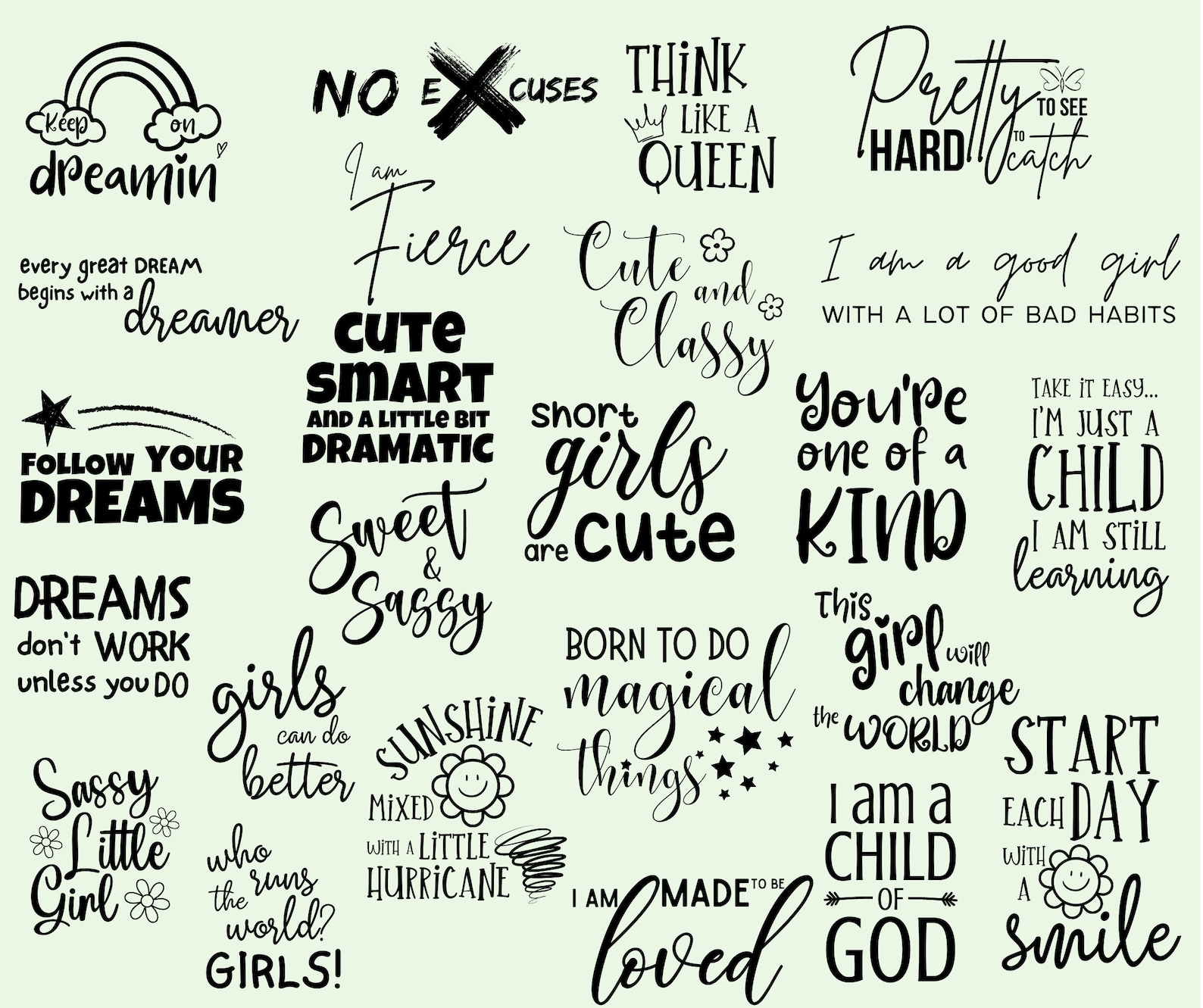 Kids Saying SVG Bundle | Girl Saying SVG Bundle | Inspirational Svg ...