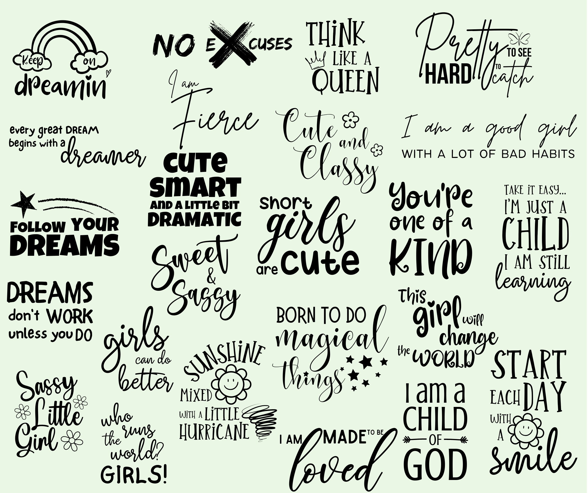 Kids Saying SVG Bundle | Girl Saying SVG Bundle | Inspirational Svg ...