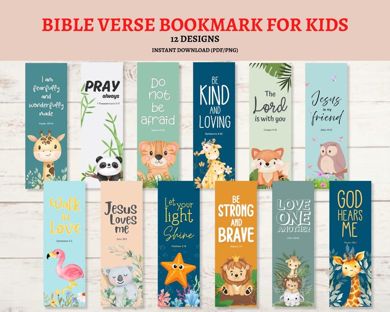 Printable Bookmark for Kids Bible Verse Cute Bookmark Inspirational ...
