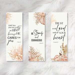 Bible Verse Printable Bookmark Bundle Boho Floral Encouraging Bookmark ...