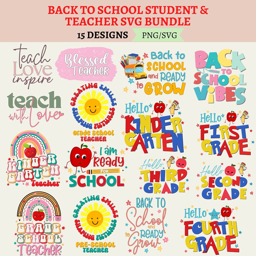 Kid SVG Back to School Teacher Kid SVG PNG Bundle for Shirt Design ...