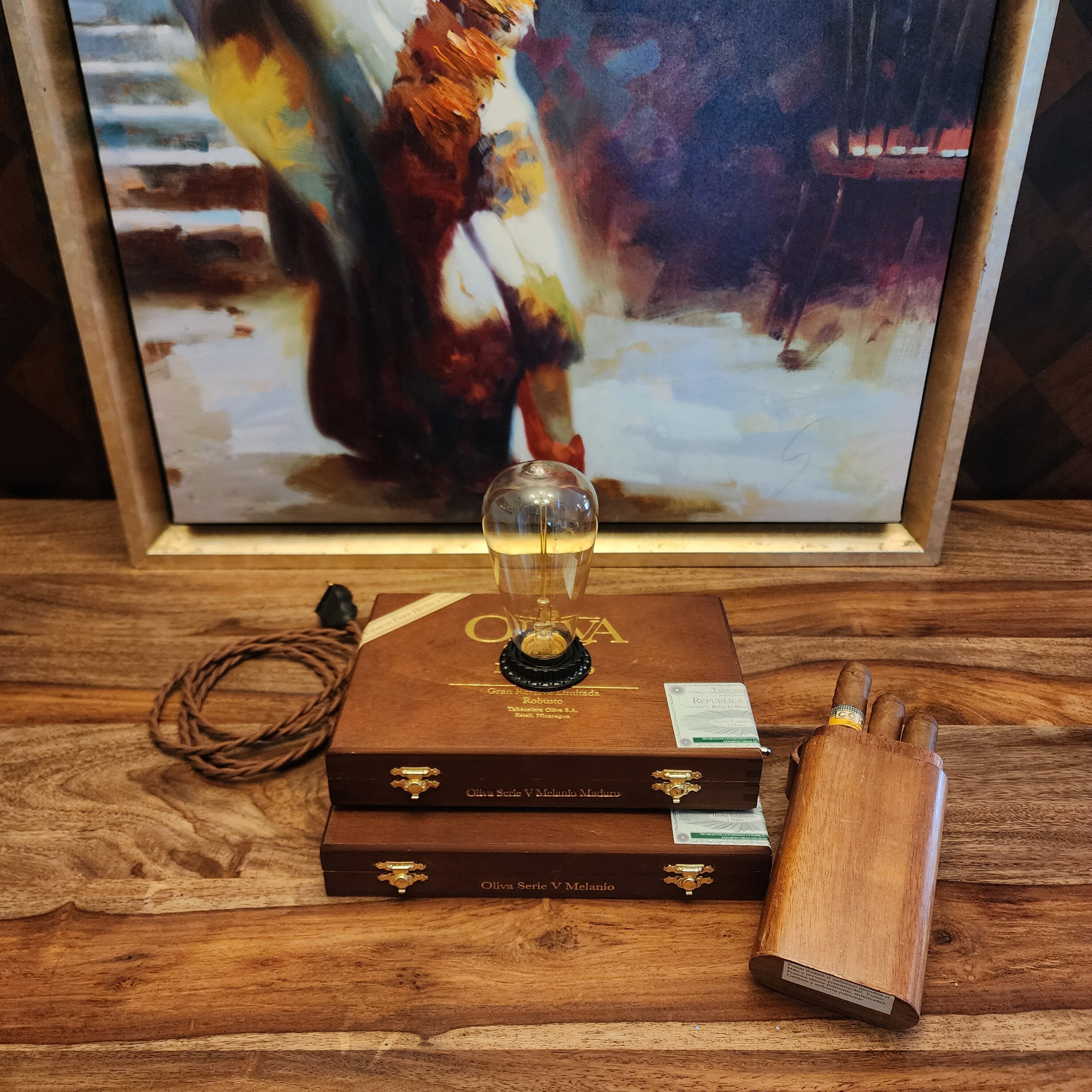 Elegant Vintage Oliva Serie Cigar Box Lamp Swiveling Accent Light W ...