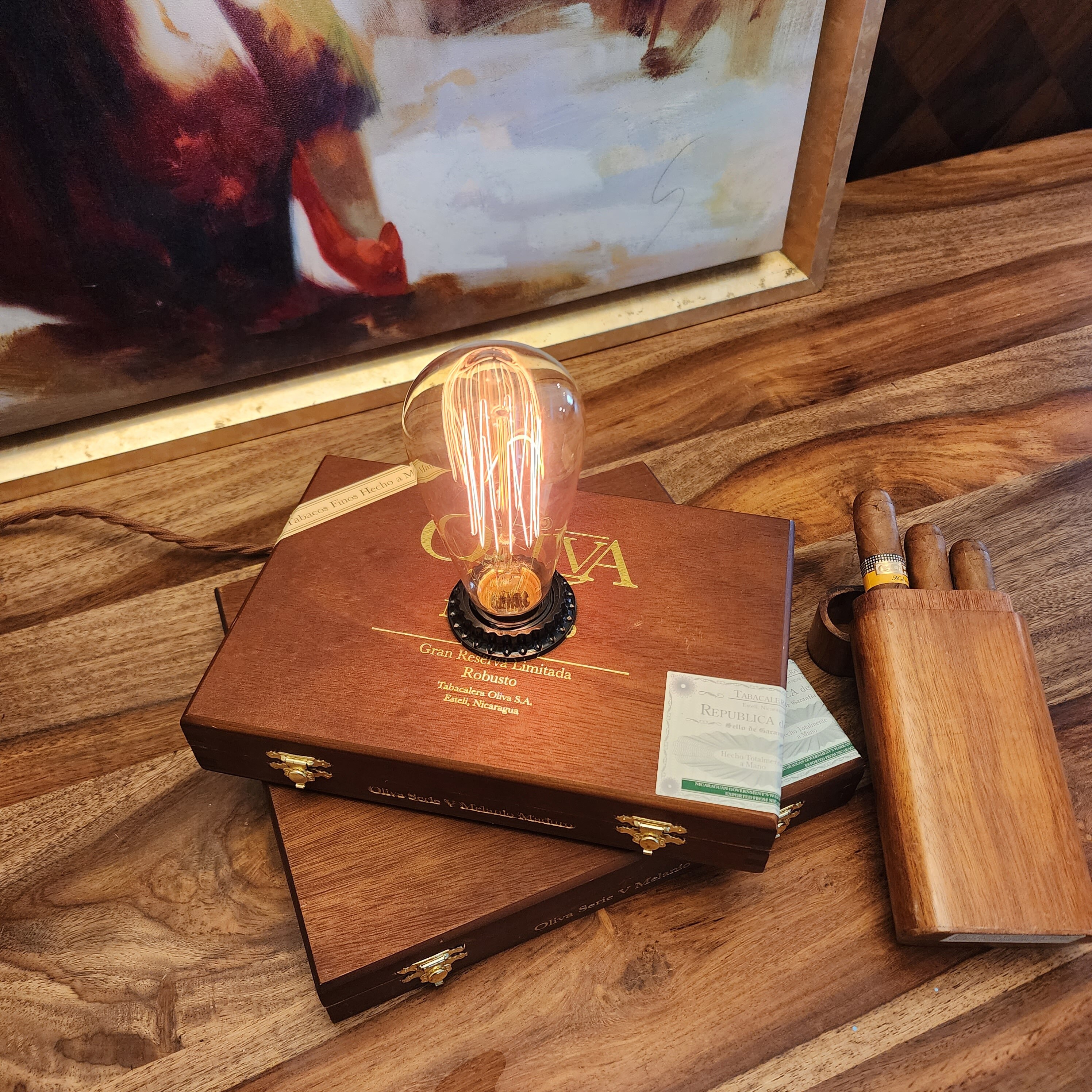 Elegant Vintage Oliva Serie Cigar Box Lamp Swiveling Accent Light W ...