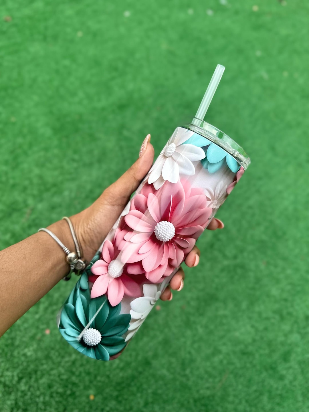 Botella Floral De 20oz, Termo De Flores 3D Para Regalo, Copa Para Mujer ...