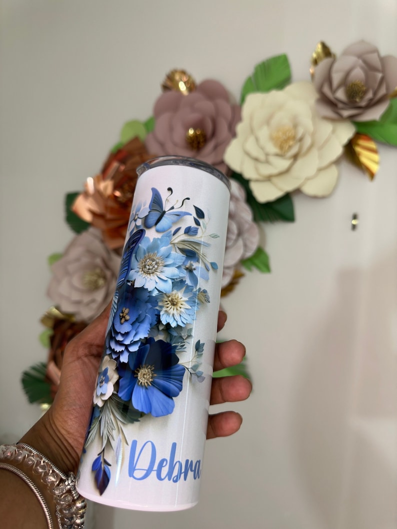 Botella De Mariposa Azul 3D Con Nombre, Copa Personalizado Para Regalo ...