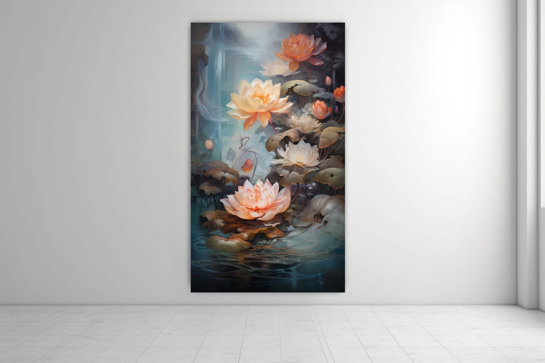 Abstract Art Incense Lotus Flower Canvas Wall Art | Smokey, Flower Wall ...