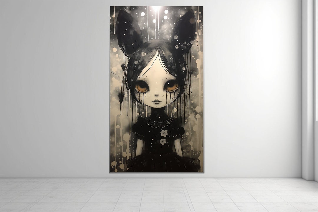 Gothic Galactic Noir Bunny Canvas Wall Art Fantasy, Dark, Creepy ...