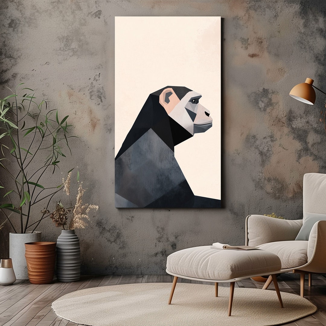 Abstract Monkey Wall Art Minimalistic Canvas Print Colourful Home Decor ...