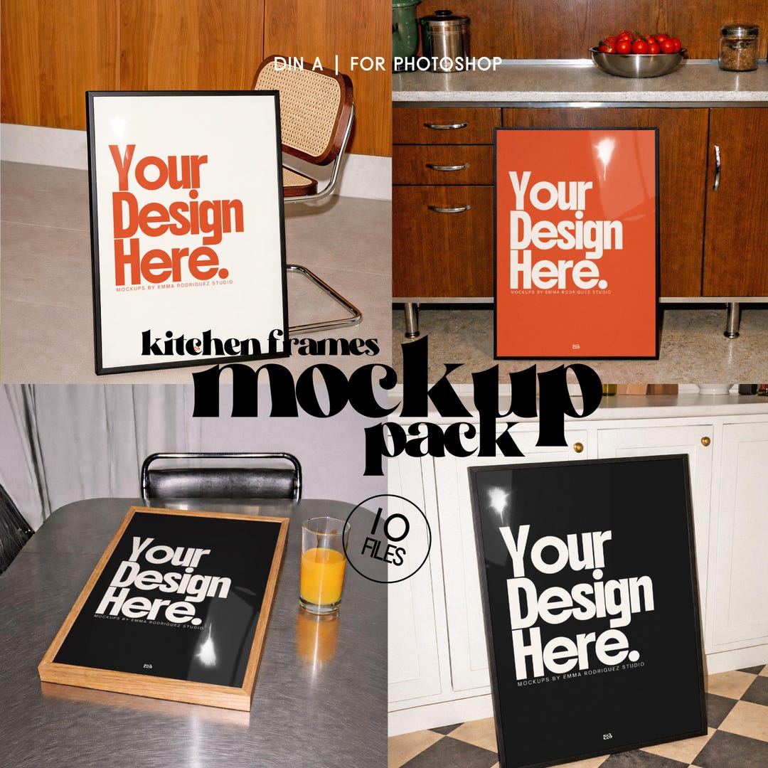 10 Kitchen Framed Print Mockup Pack, Contemporary Minimal DIN A ...