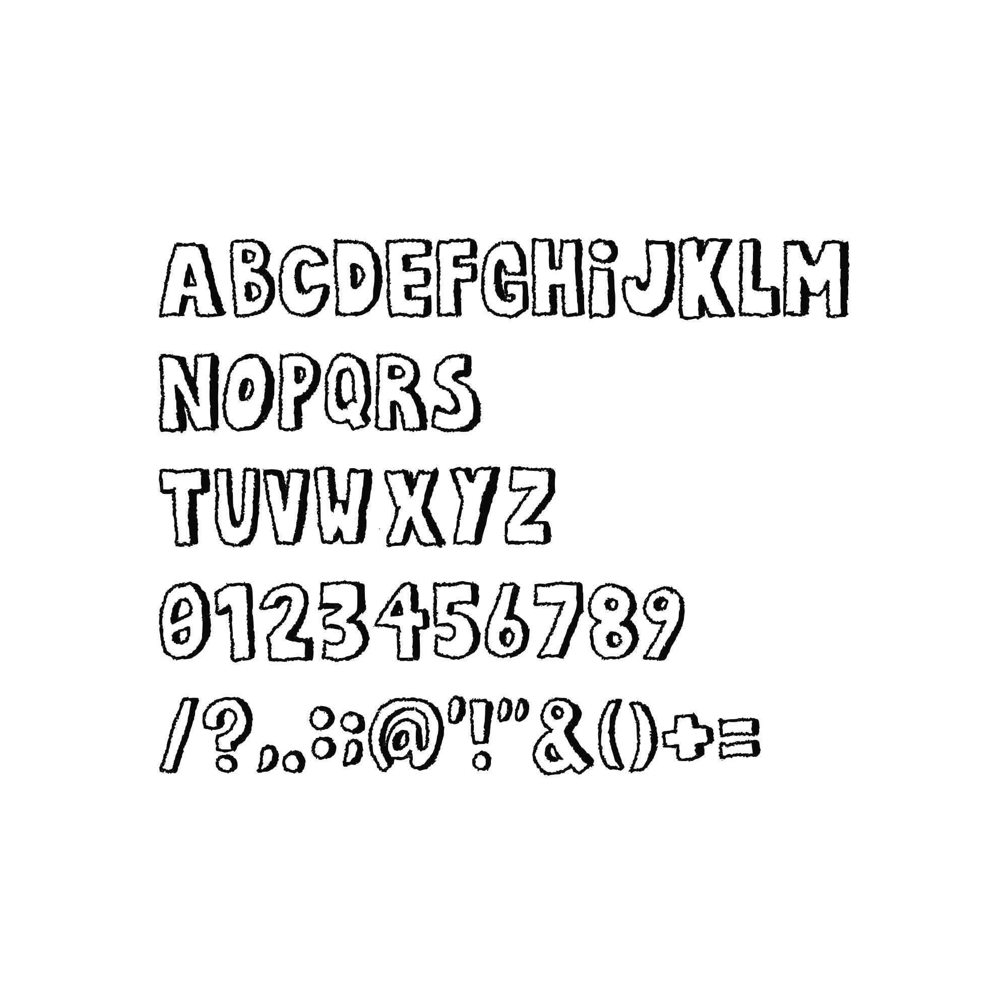 Blocky Sketched Font, Hand-drawn Gritty Style Cartoon Typeface for ...