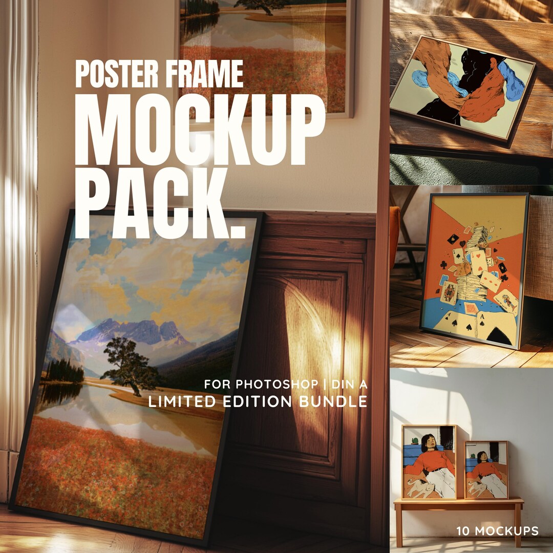 Limited Edition Portrait Frame Mockup Bundle: DIN A Photoshop Mockups ...