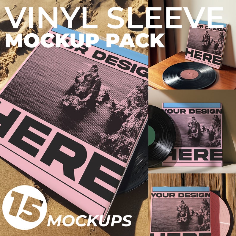Vinyl Sleeve Mockup Pack | 15 Photoshop Templates, Modern Urban Mid ...