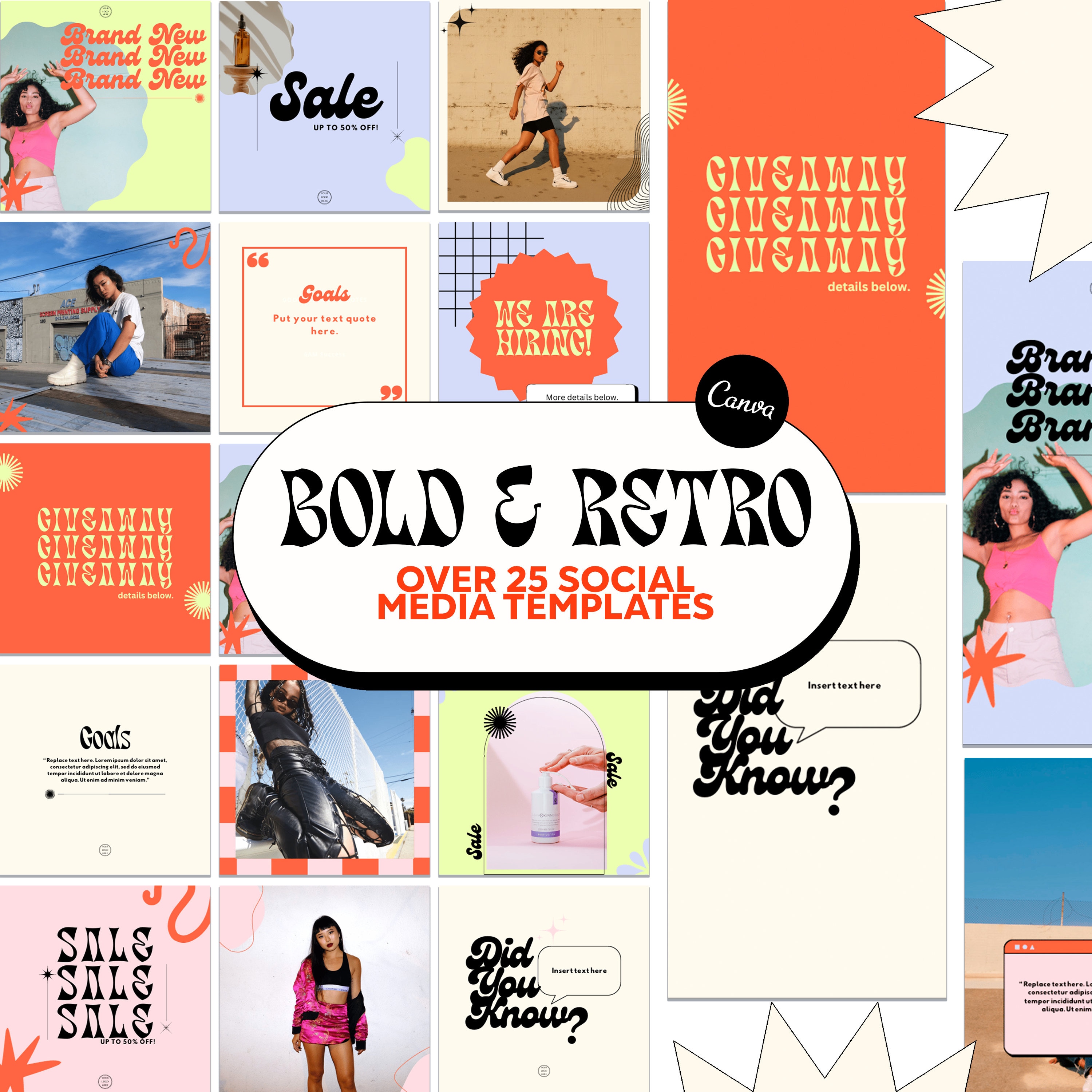 Bold & Retro Social Media Instagram Luxury Instagram Post Templates ...