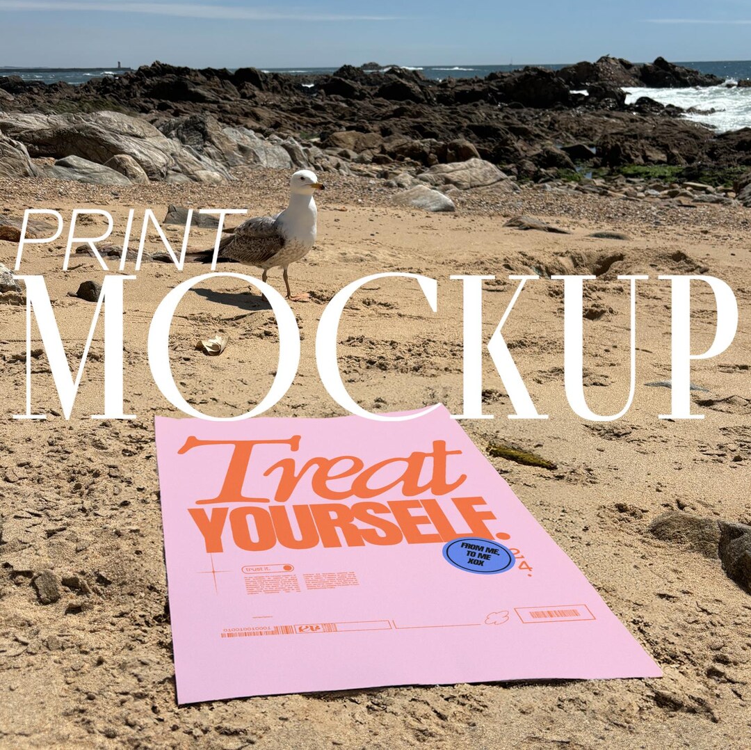 Beach Poster Ft Seagull | Single Mockup Download - Etsy