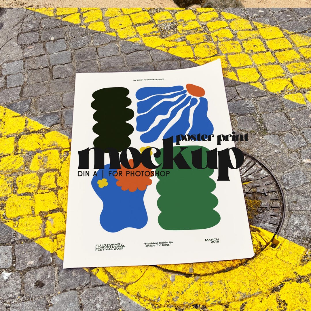 Poster Print Mockup, Modern Photoshop Template, Single Digital Download ...