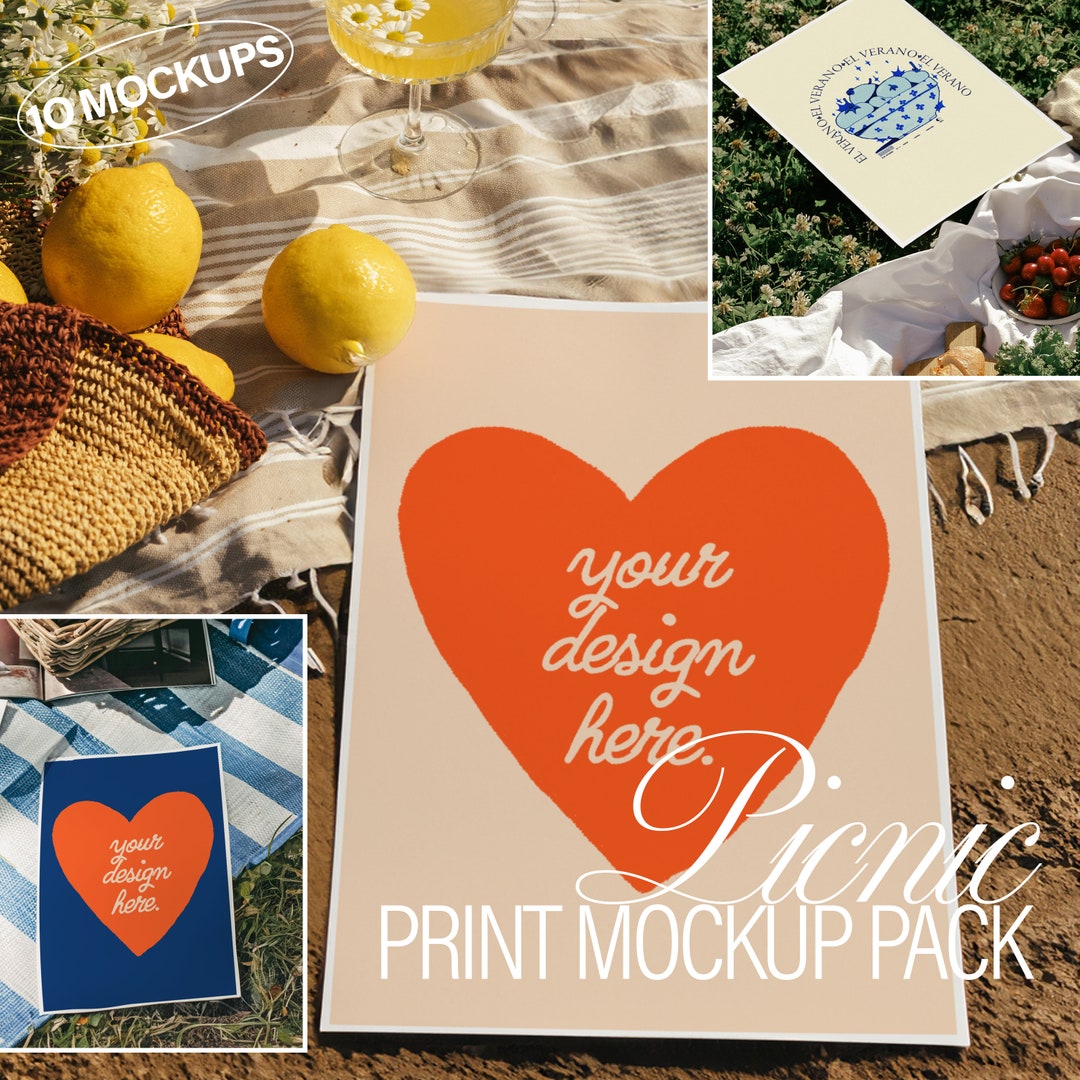 Picnic Print Mockup Pack | DIN A, Aesthetic Portrait Template ...
