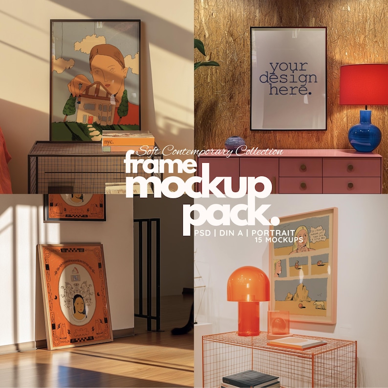 Portrait Frame Mockup Pack: Soft Contemporary Style (PSD DIN A) - Etsy