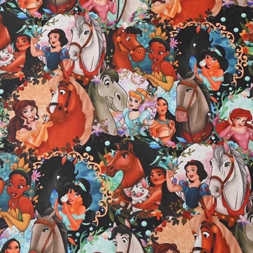 Disney Princess Fabric Snow White Ariel Jasmine Rapunzel - Etsy